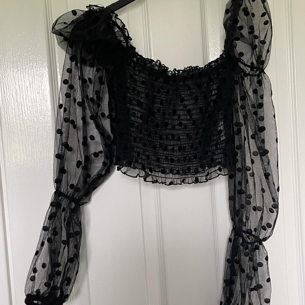 Sheer polka dot mesh crop top. #partywear... - Depop