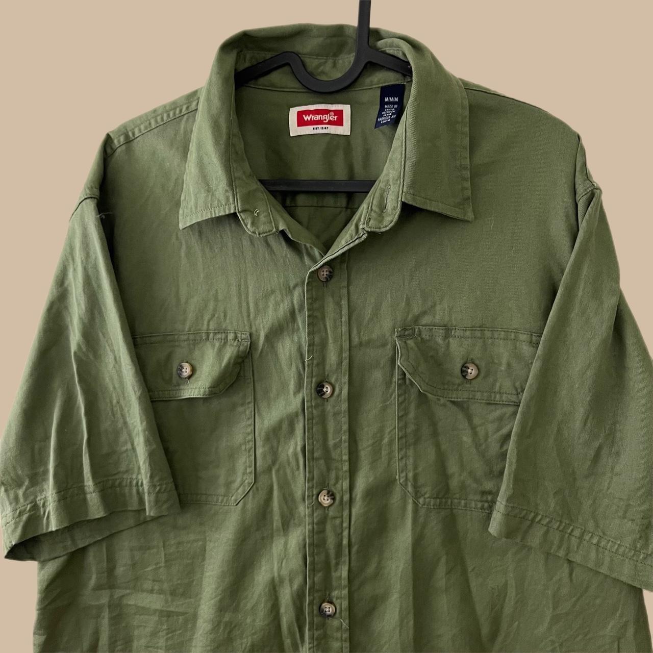 Green button down shirt Size Medium PLEASE CHECK... - Depop