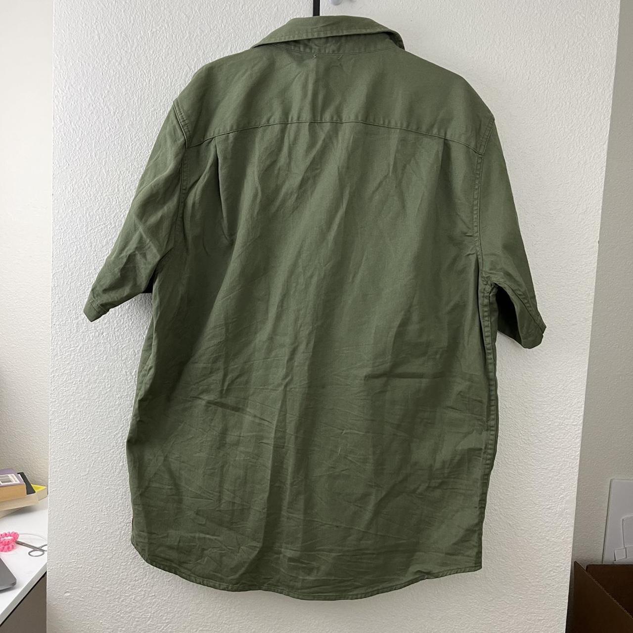 Green button down shirt Size Medium PLEASE CHECK... - Depop
