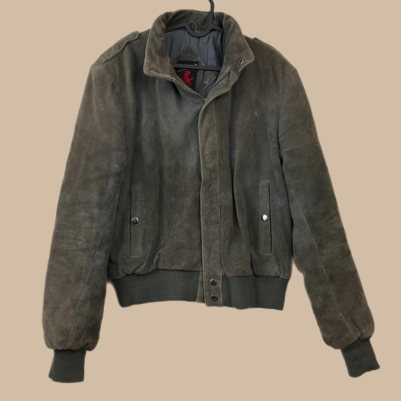 Vintage distressed suede leather bomber jacket Size... - Depop