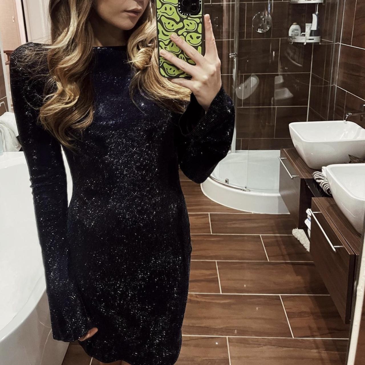 Zara deep blue embellished dress Xs Worn once... - Depop