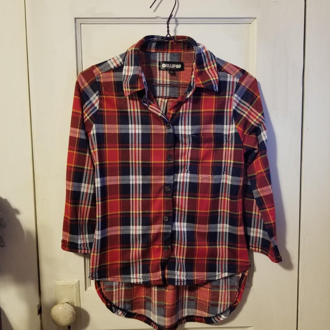 Chillipop Red Plaid Button Up Shirt! Very soft... - Depop