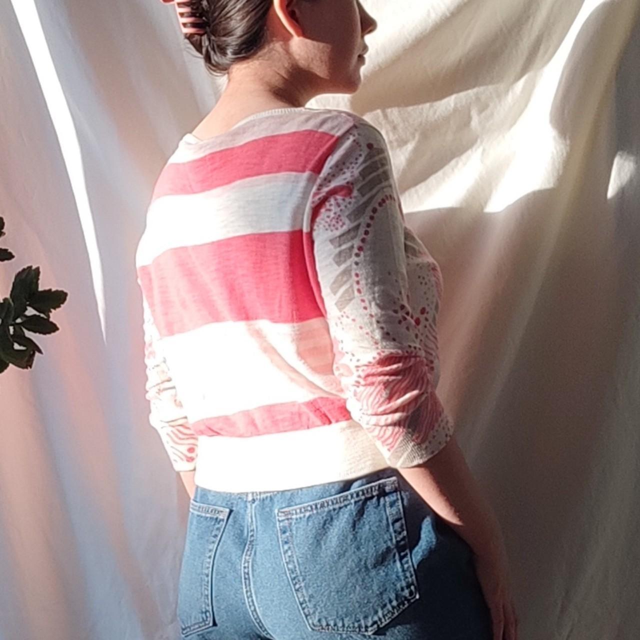 Eric Alexandre White/Coral Floral Cardigan Size: L... - Depop