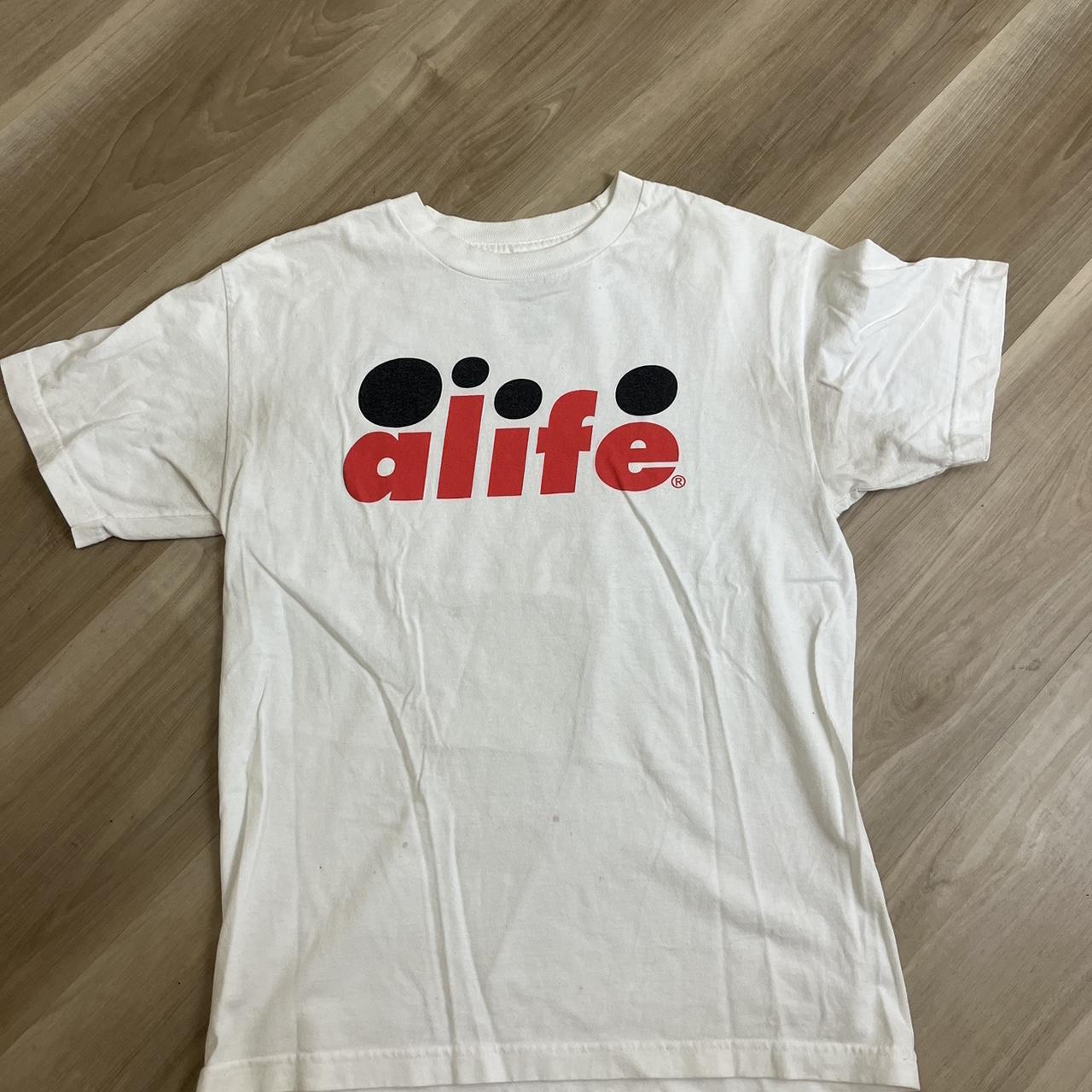 white alife tee size medium #alife #vintage... - Depop