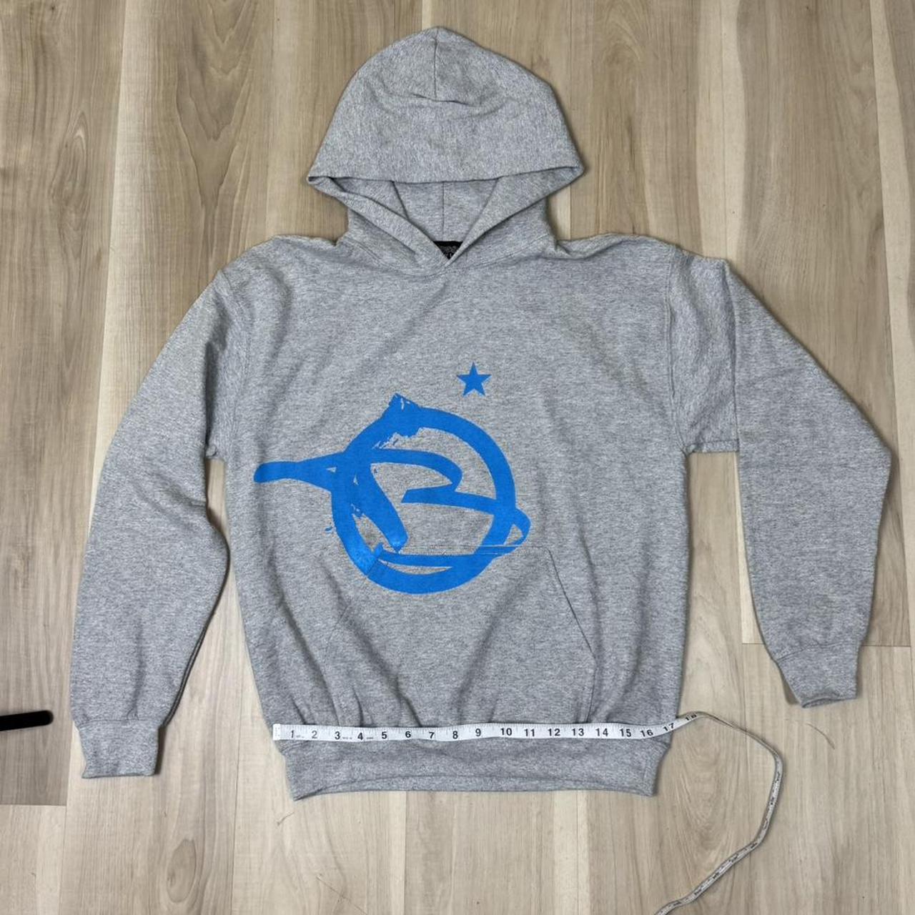 one of one grey bolted logo hoodie size medium... - Depop