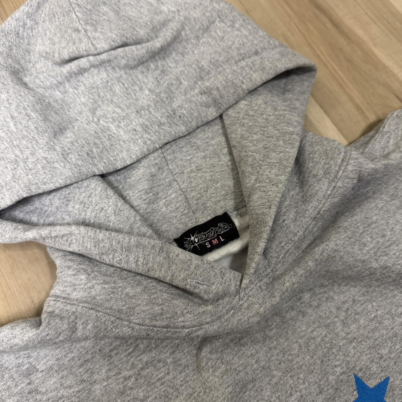 one of one grey bolted logo hoodie size medium... - Depop