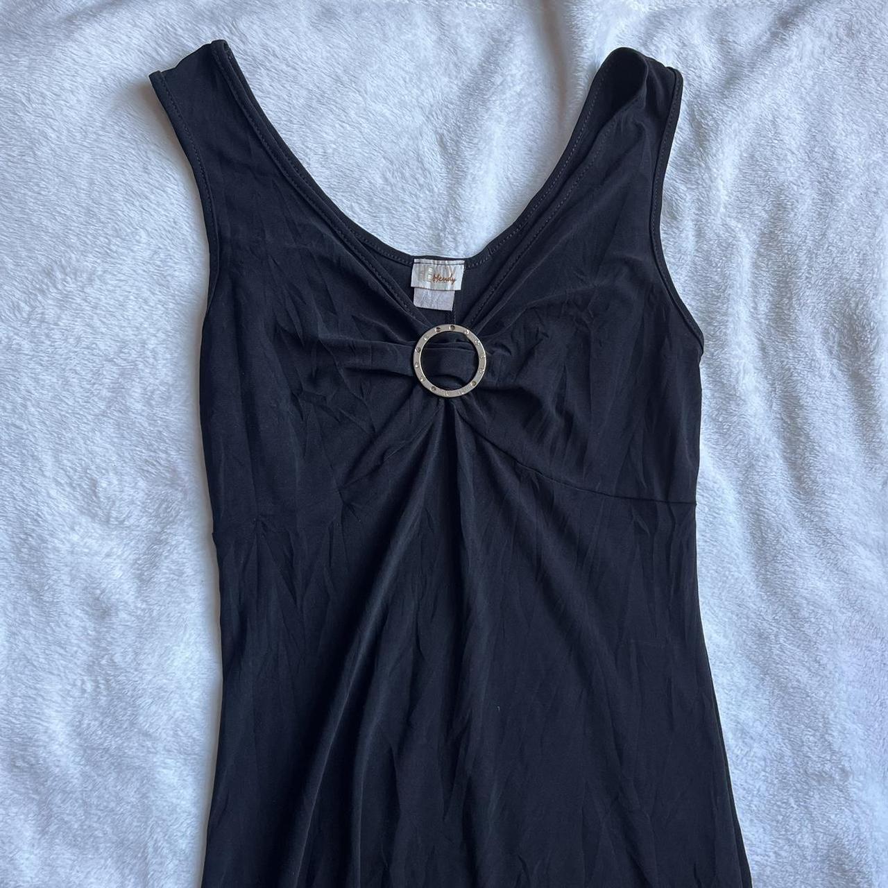 90s Hendy black drop waist buckle asymmetrical midi... | Depop