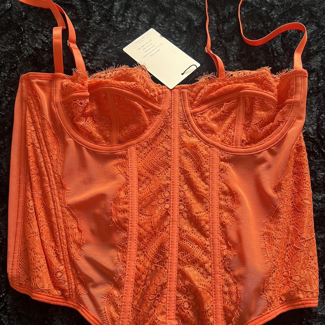 Orange Hook lace corset - Depop
