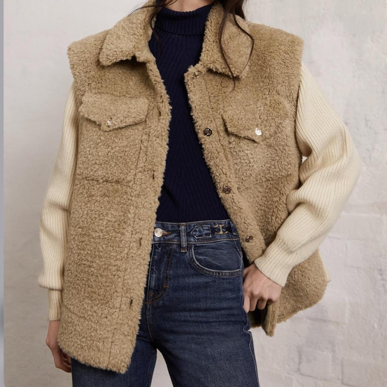 Maje shearling sweater vest. Size 36 (small) Worn... - Depop