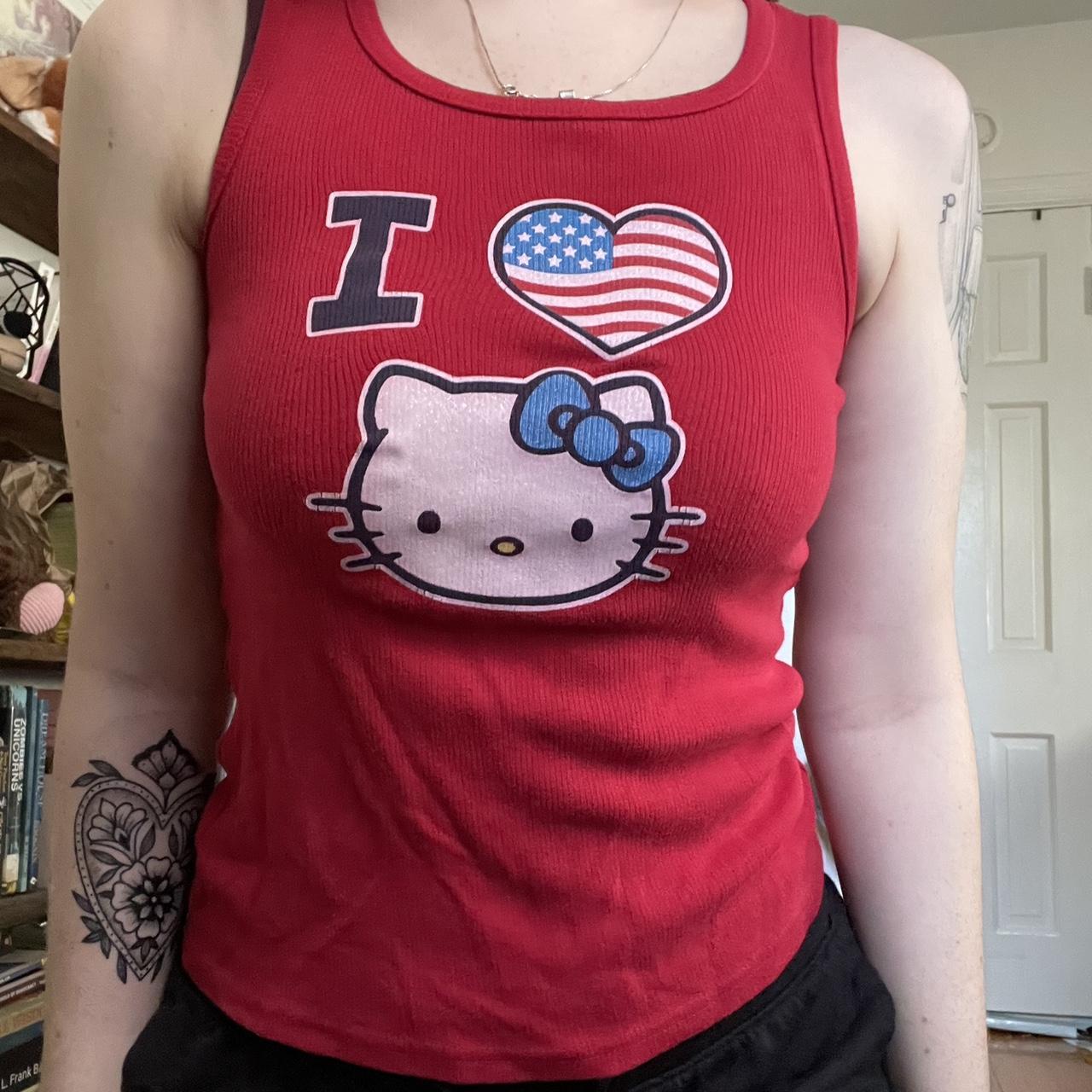 Hello Kitty tank top, tag says large fits like a small - Depop