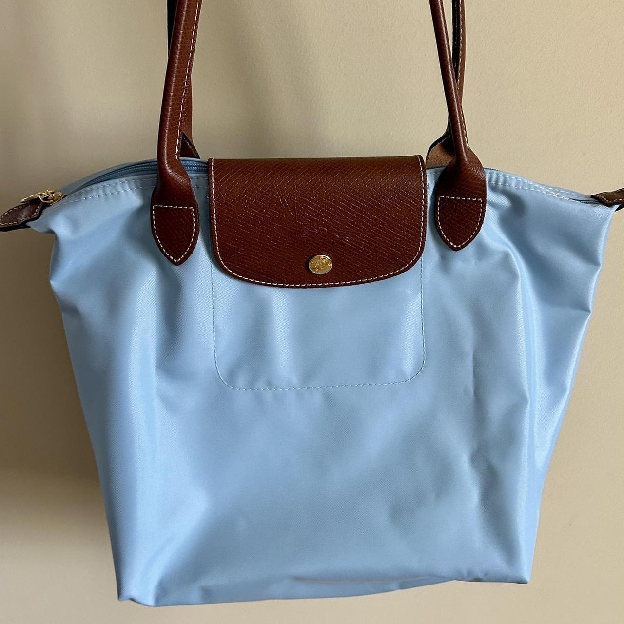 Baby blue Longchamp le pliage nylon shoulder... | Depop