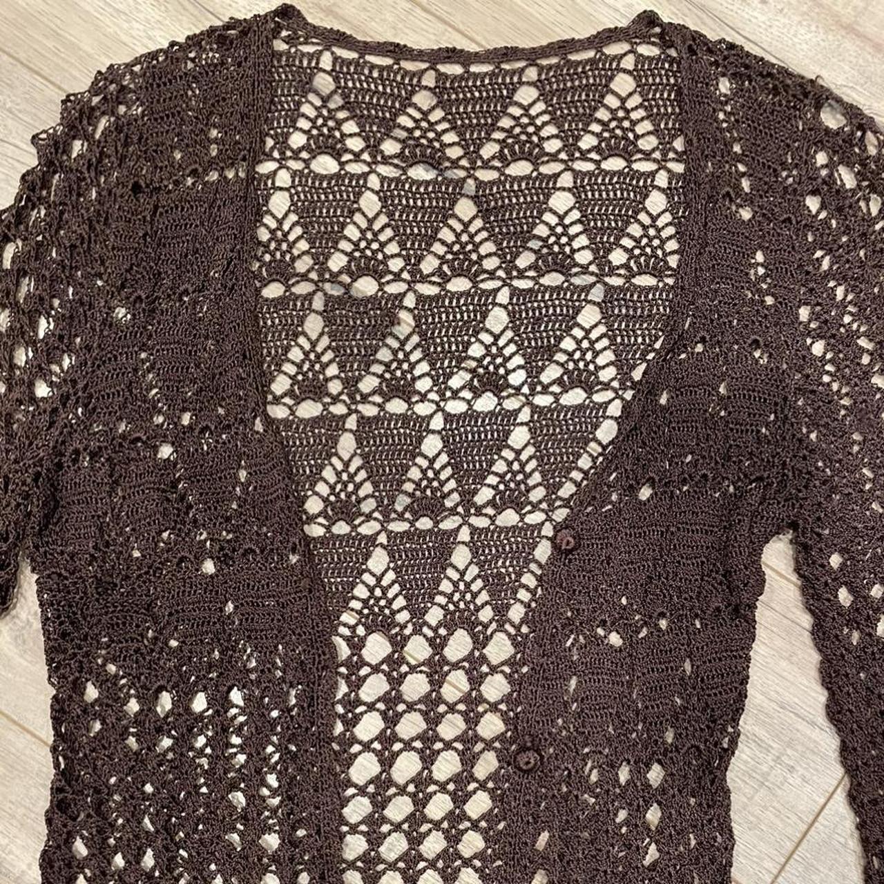 boho brown crochet cardigan. Perfect flowey summer... - Depop