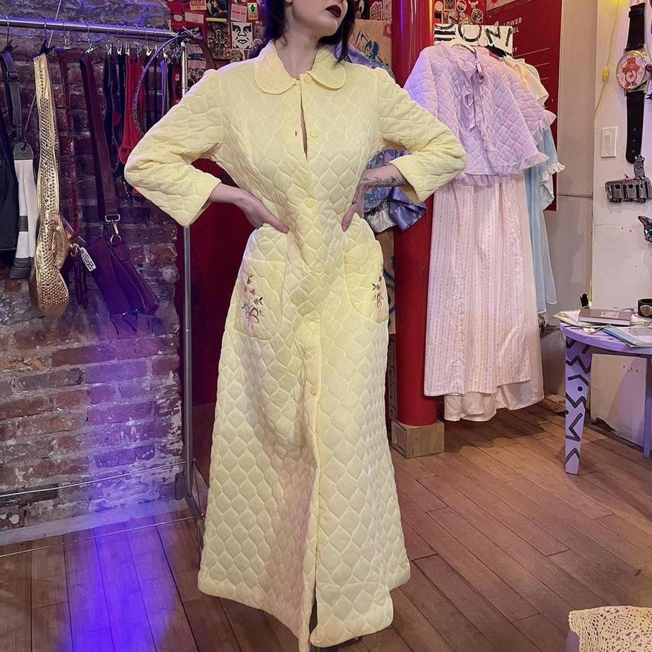 Vintage 60s quilted robe housecoat • Buttercream... | Depop