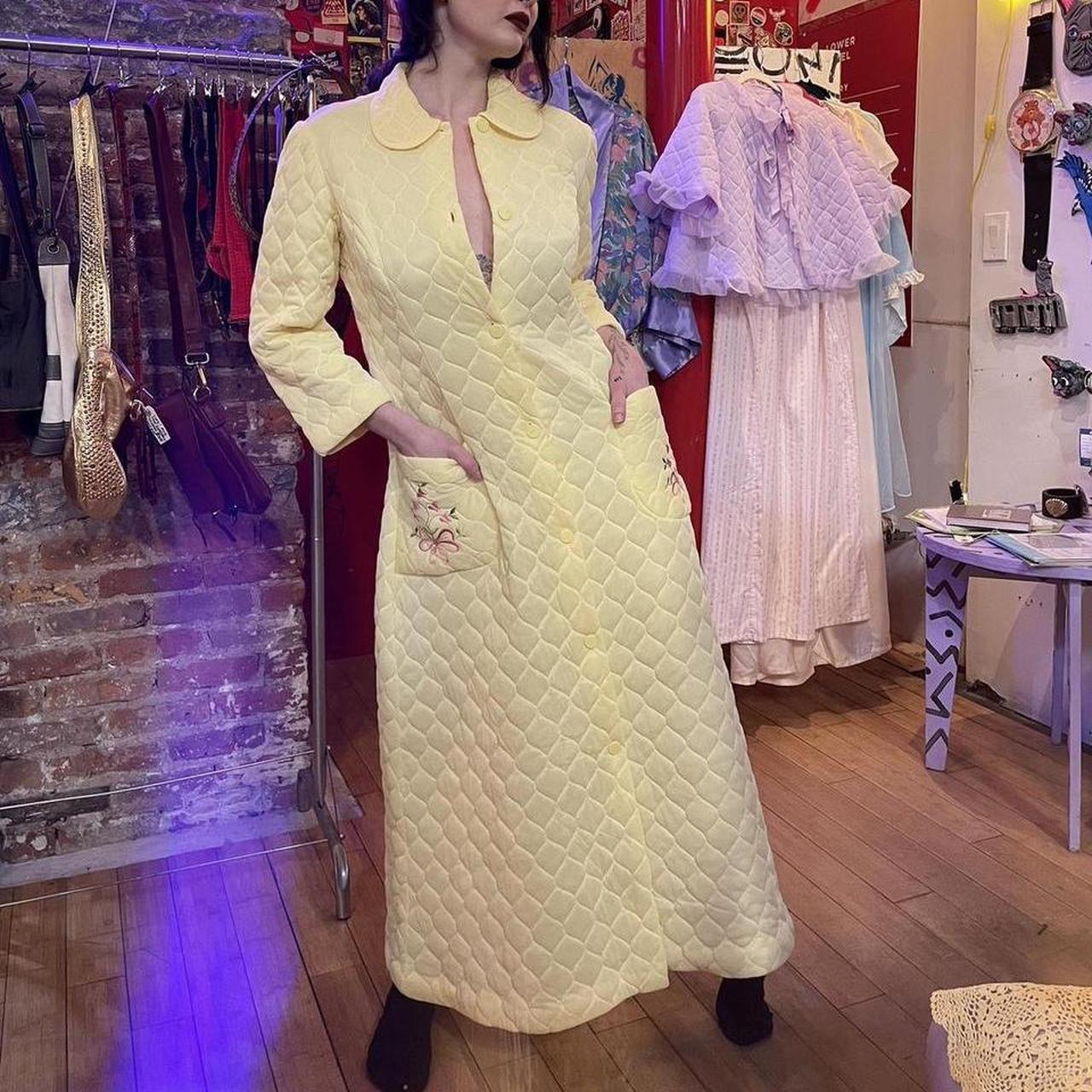 Vintage 60s quilted robe housecoat • Buttercream... | Depop
