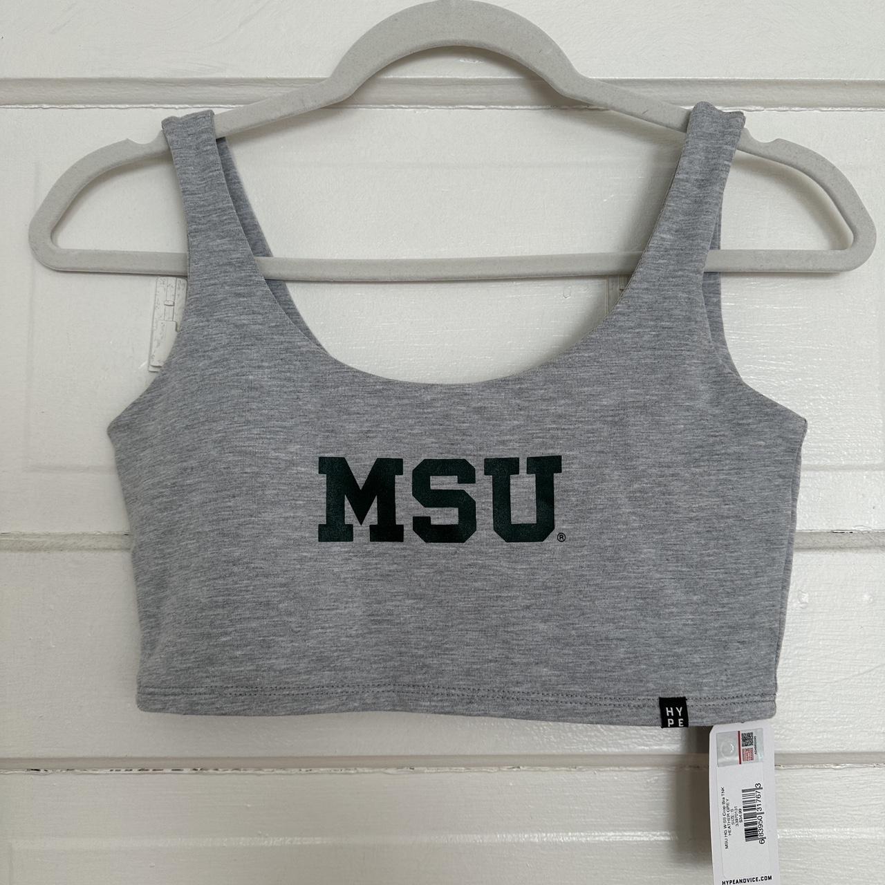 HYPE AND VICE michigan state msu grey crop top for... - Depop
