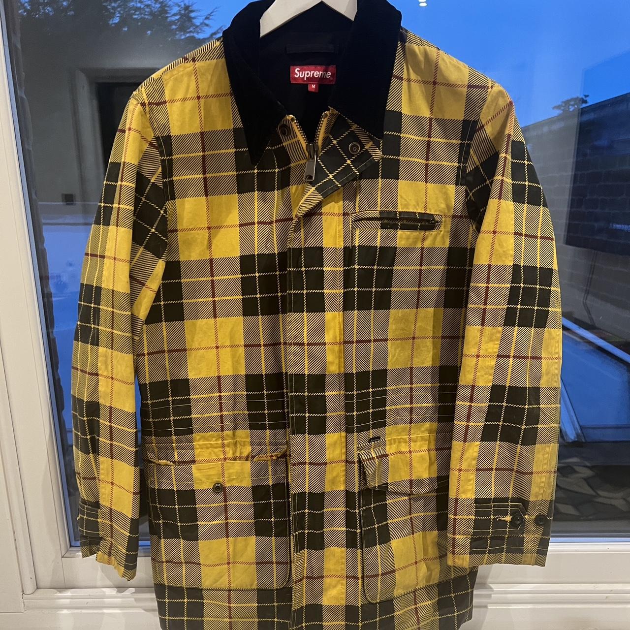 Supreme coat yellow and black check checked jacket... - Depop