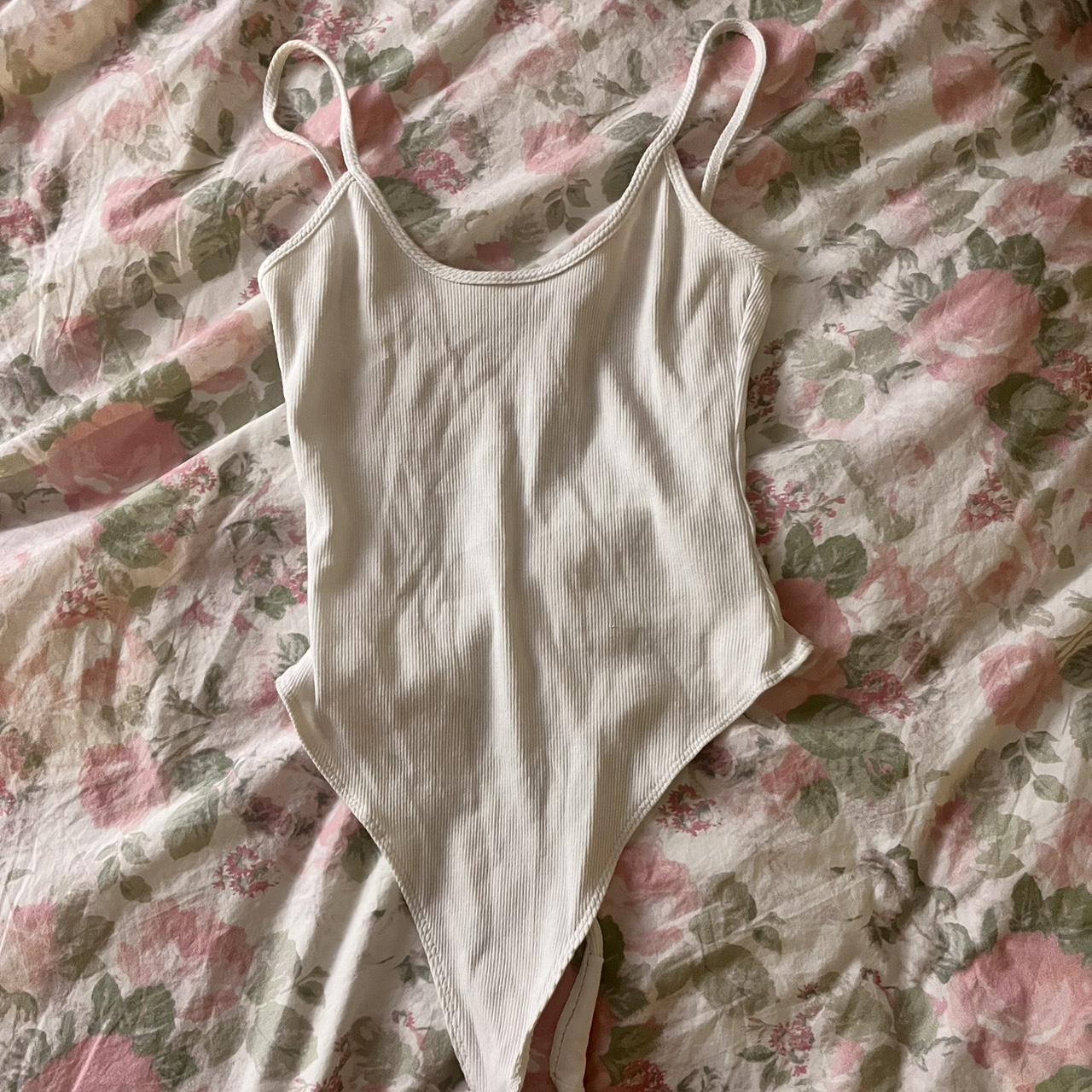 American Apparel Women's White Bodysuit | Depop