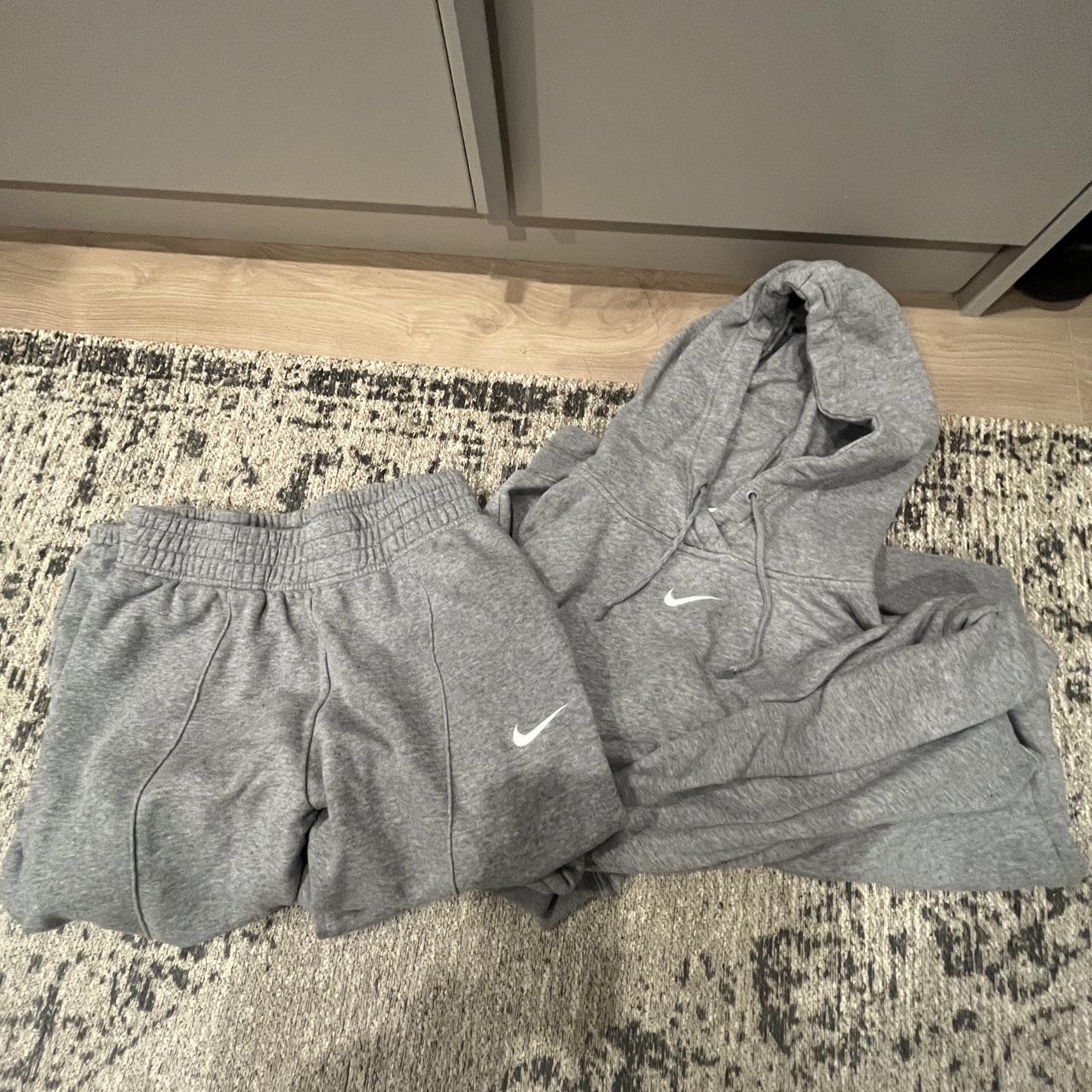 Grey Nike tracksuit - oversized hoodie and baggy... - Depop