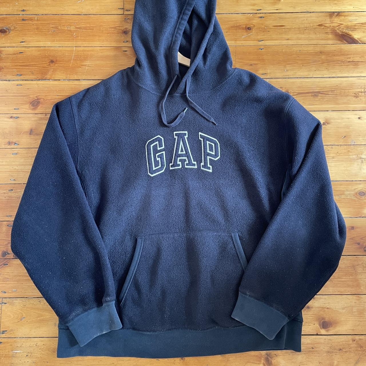 Navy blue men’s fleece GAP hoodie Size L Super... - Depop
