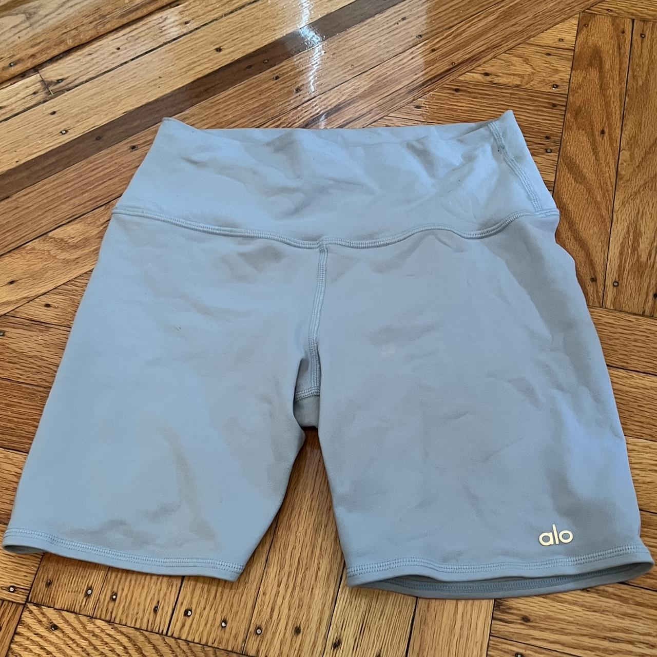Alo blue midi rise athletic shorts. US size small - Depop