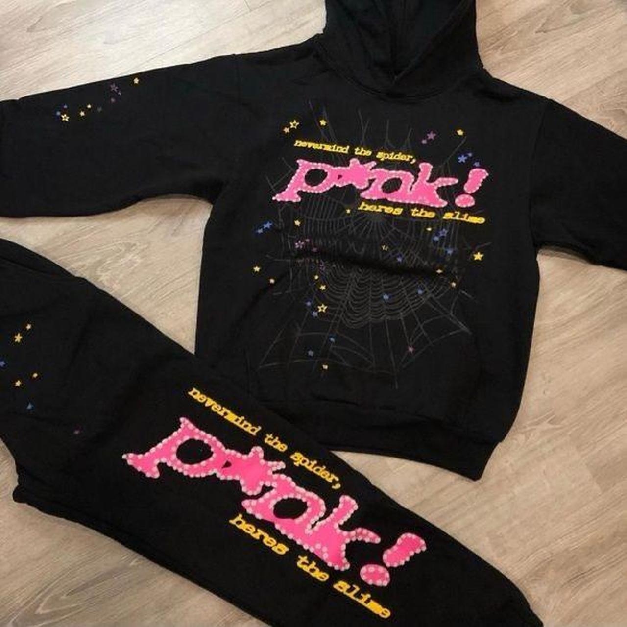 Black Sp5der hoodie and sweatpants set!! Hoodie:... - Depop