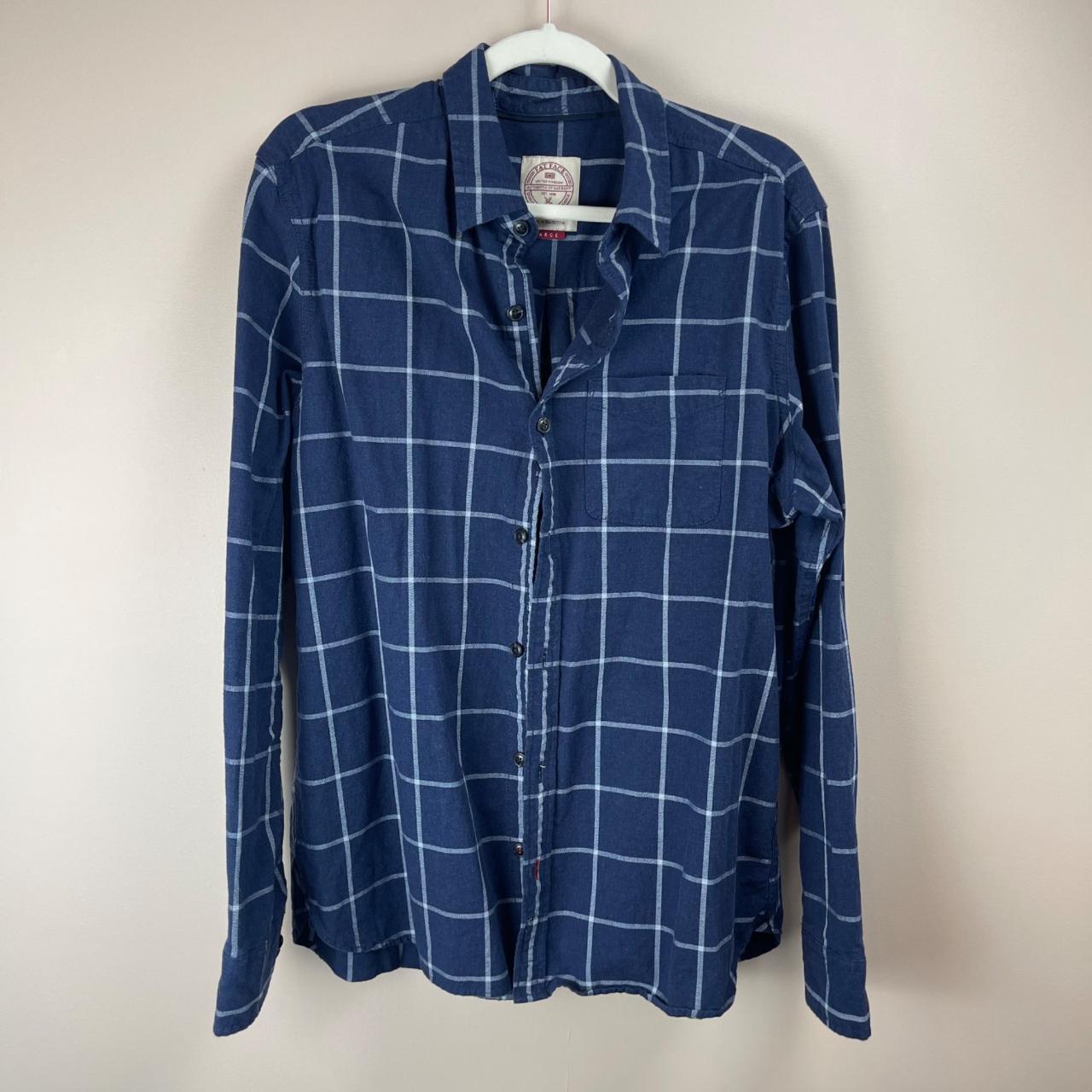 FatFace Men's White and Navy Shirt | Depop