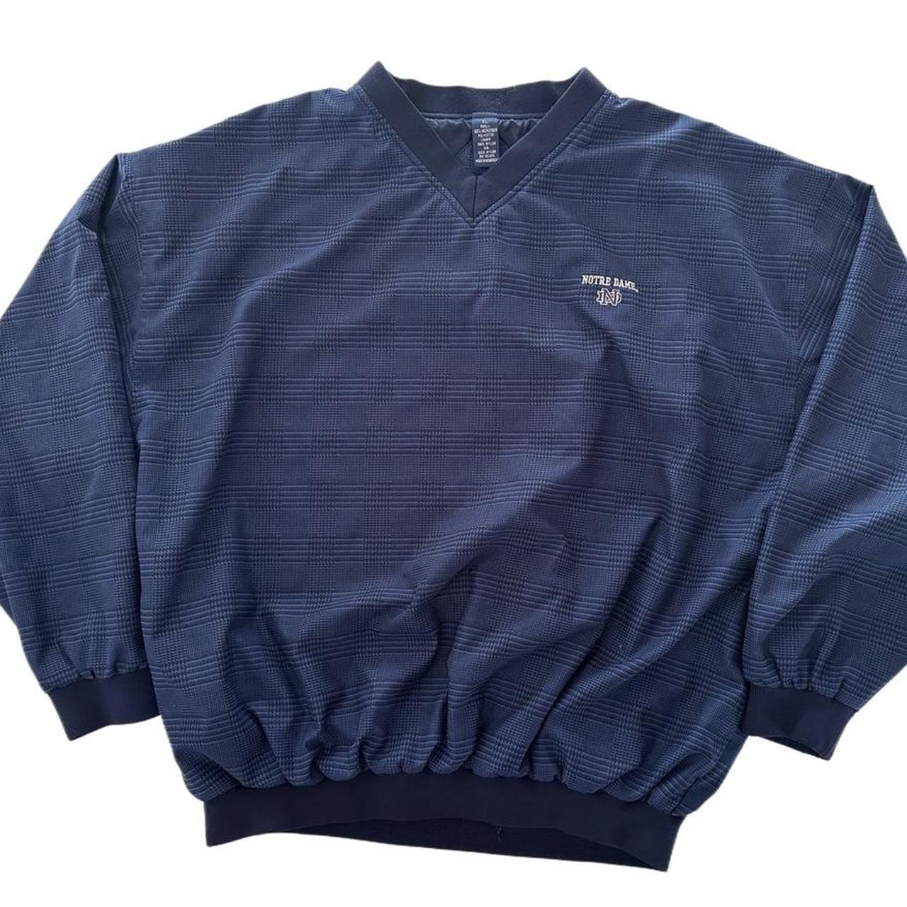 Vantage Notre Dame Blue checker pattern way pullover... - Depop
