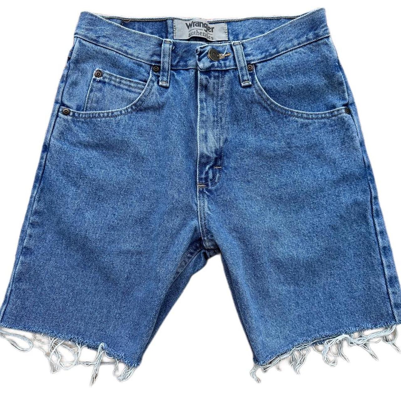 Wrangler Cutoff Jean short frayed denim jorts Size... - Depop