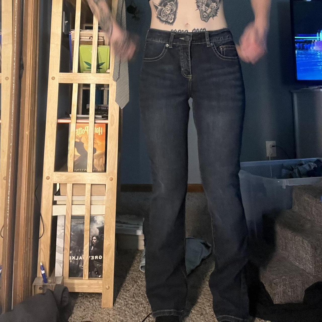 Code bleu straight jeans. Back pocket has brown... | Depop