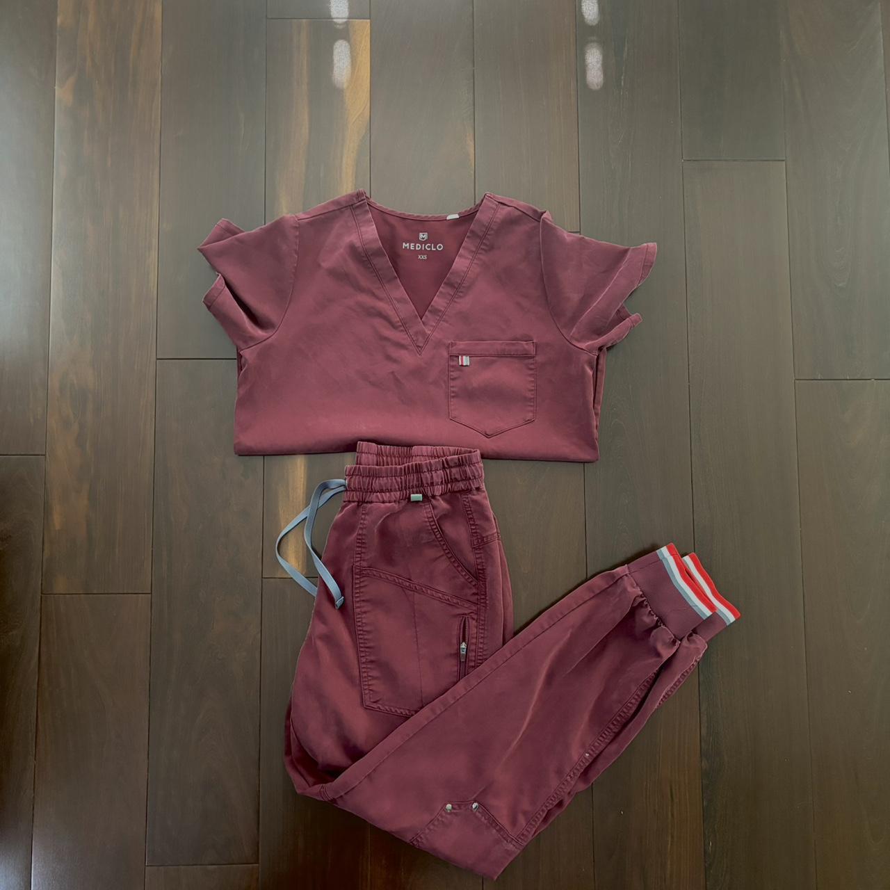 Burgundy Mediclo scrub set Top: one pocket. Size... - Depop