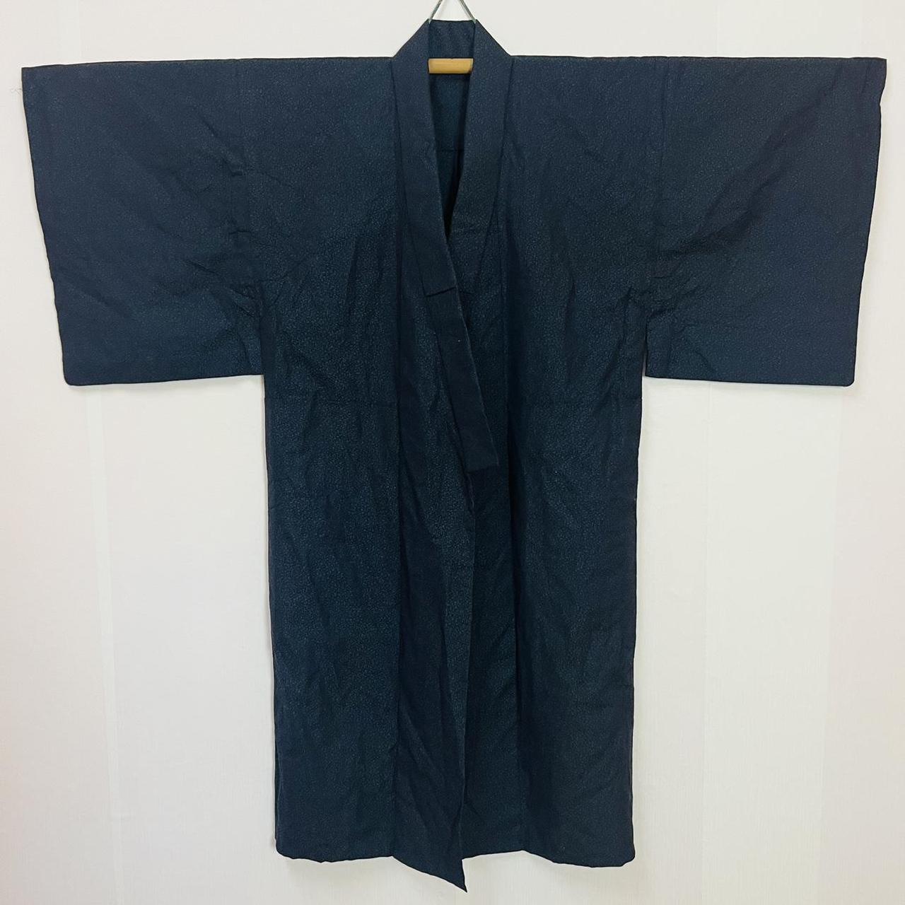 Vintage Japanese Navy Blue Kimono Yukata Juban Robe... - Depop
