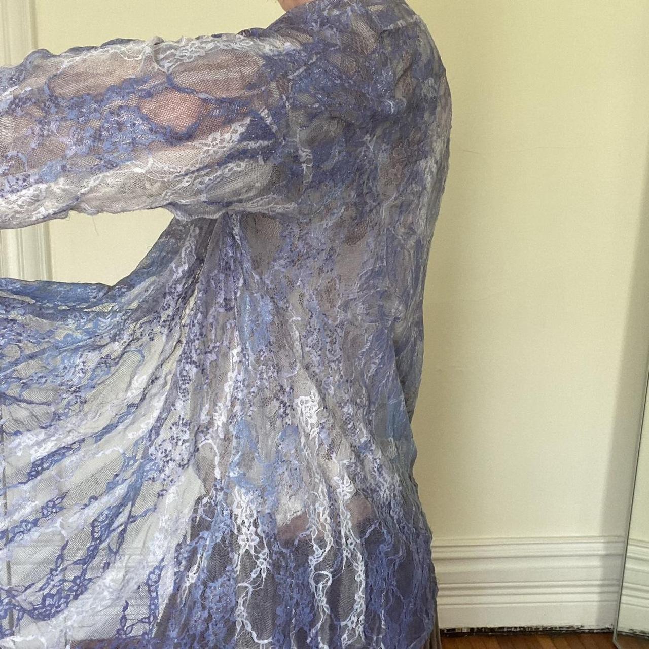 Purple sheer lace shawl cardigan Good condition - Depop