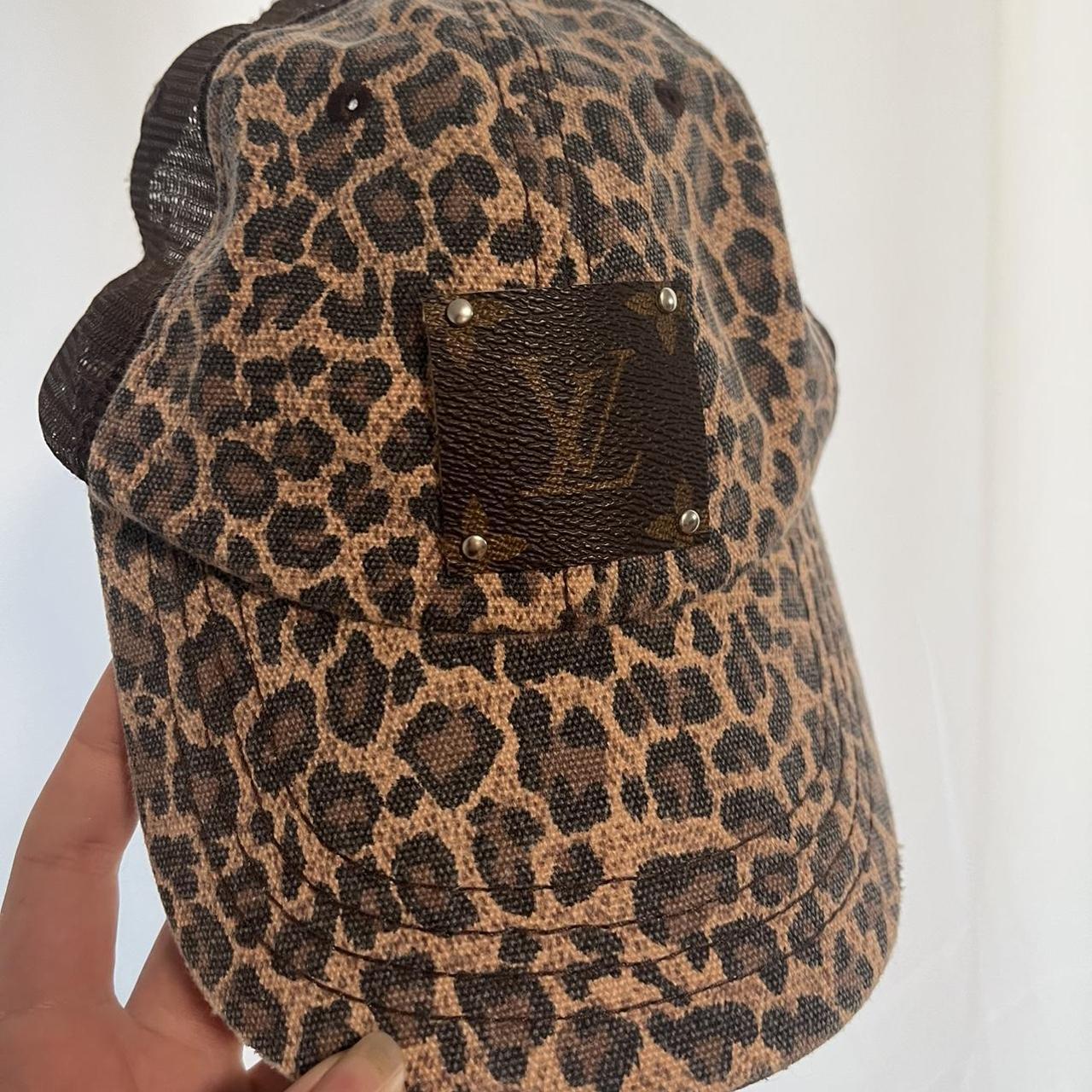 Cheetah print trucker hat with LV embellishment. Y2K... - Depop