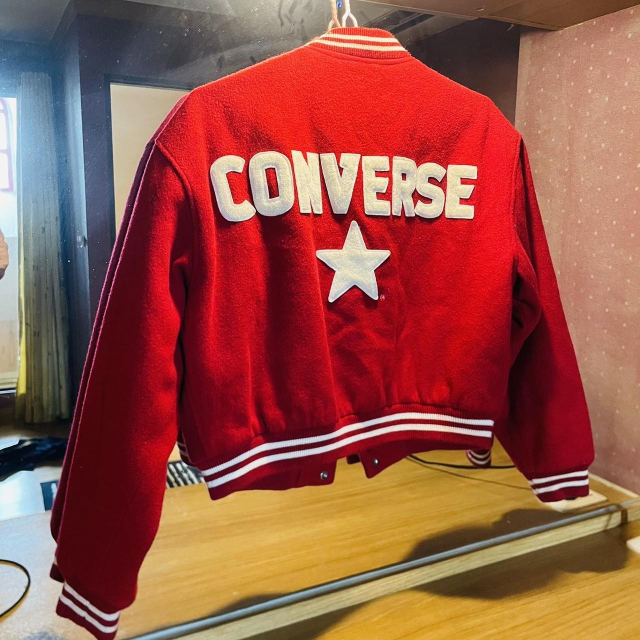 Vintage Converse Cropped Wool Jacket Size -... - Depop