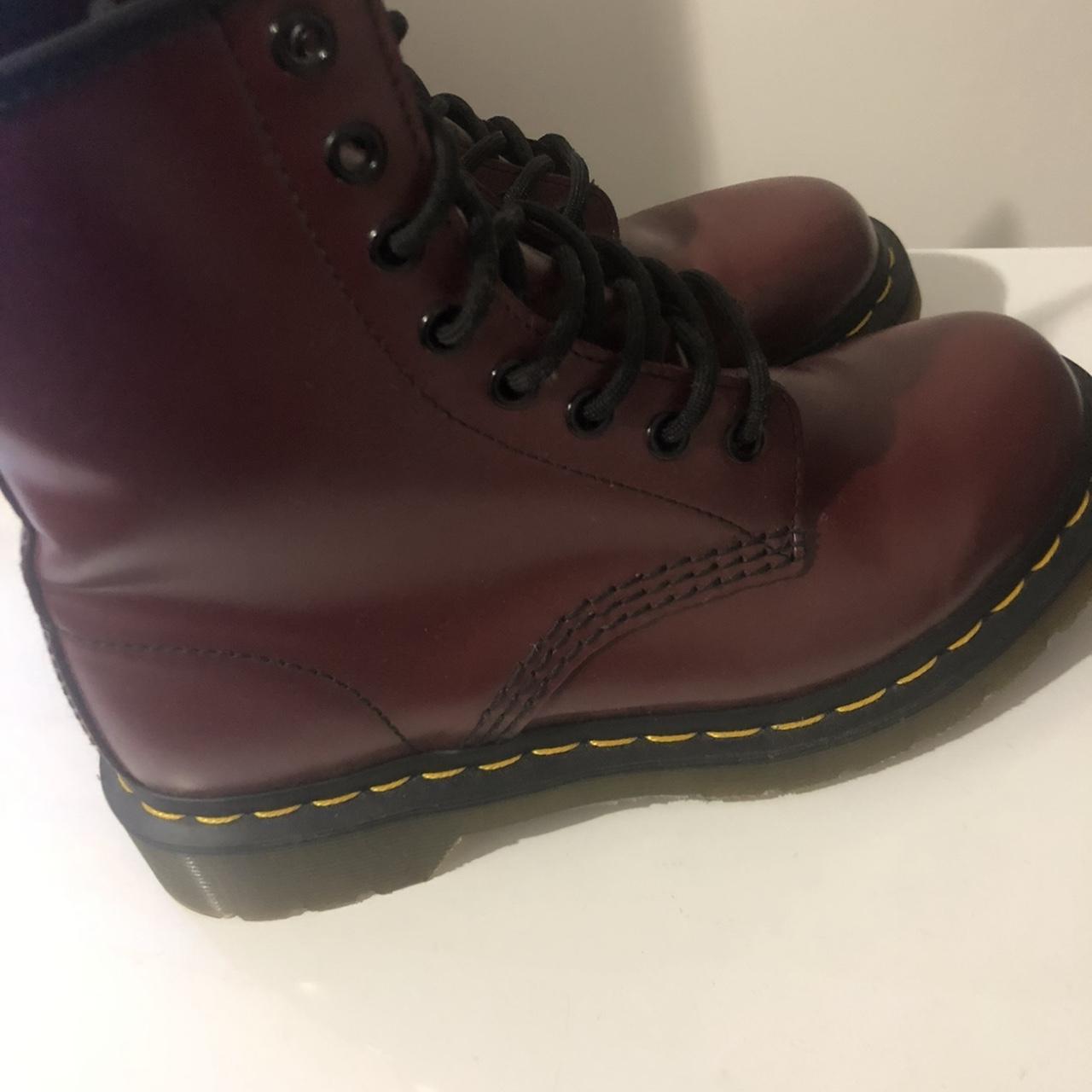 Cherry red doc martens in uk 4 , worn once or twice... - Depop