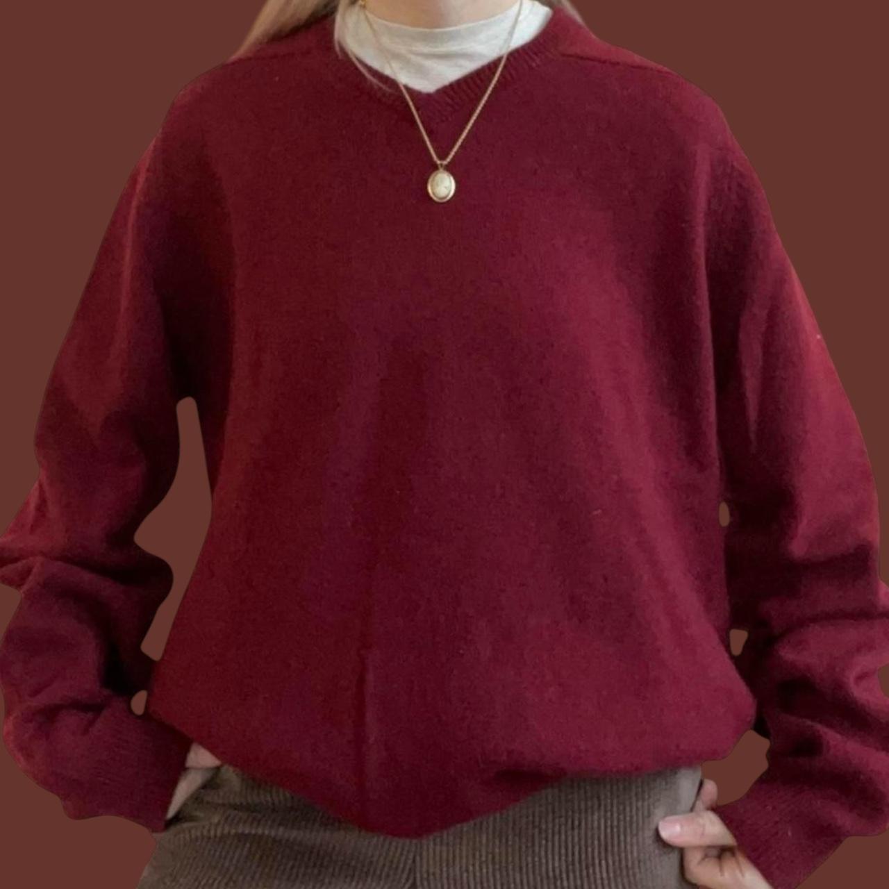 🕊️ Vintage red oversized sweater! 💌 Has a material... | Depop