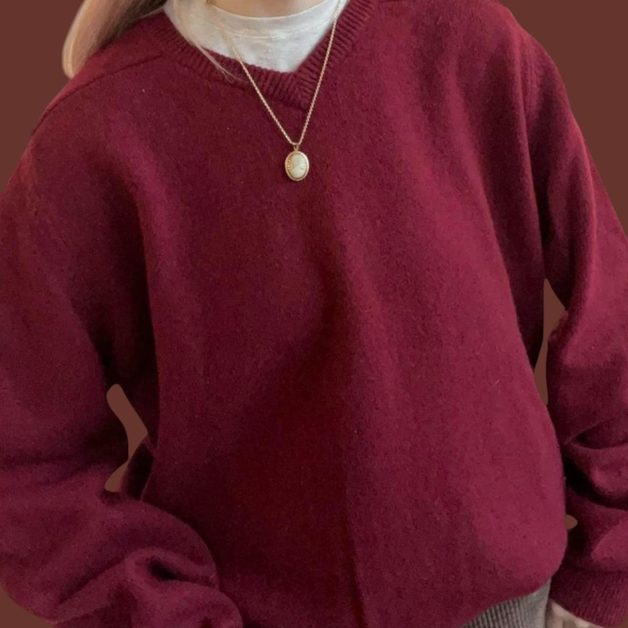 🕊️ Vintage red oversized sweater! 💌 Has a material... | Depop