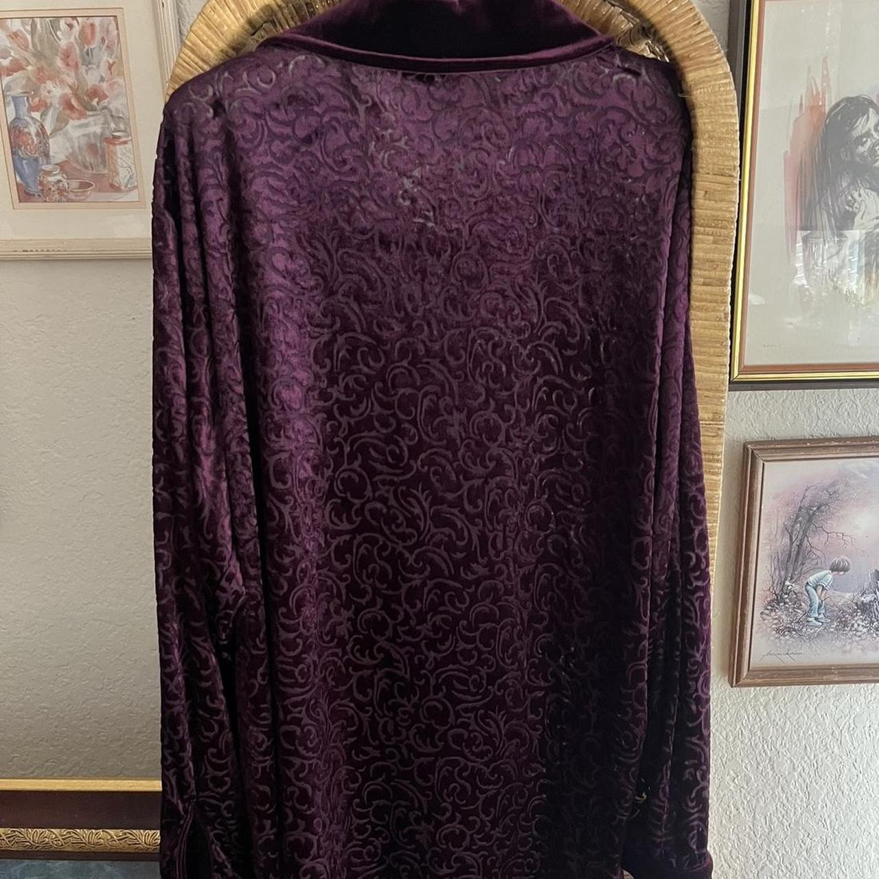 🕊️ Gorgeous wine color velvet + sheer button down!... | Depop