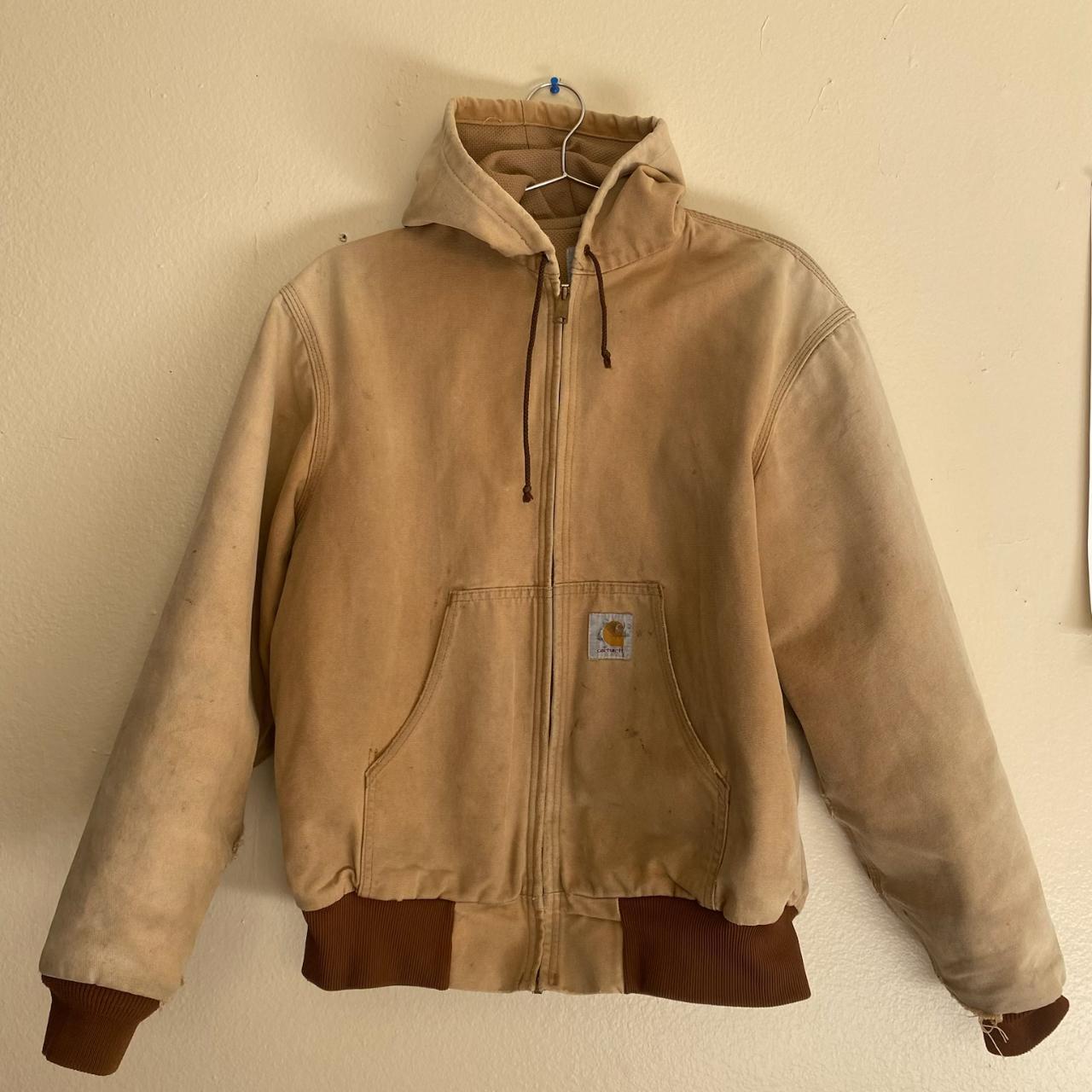 Small tan Carhartt lined jacket - Depop