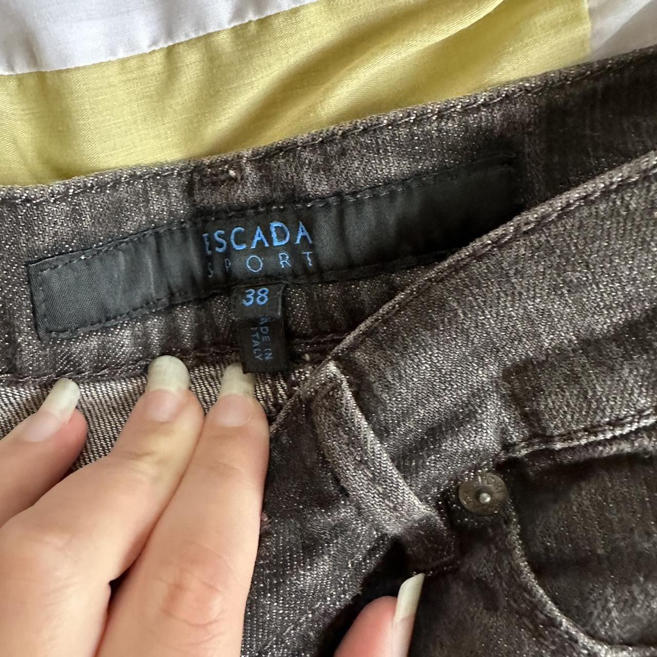 Escada dark brown denim jeans from late 2000s.... - Depop