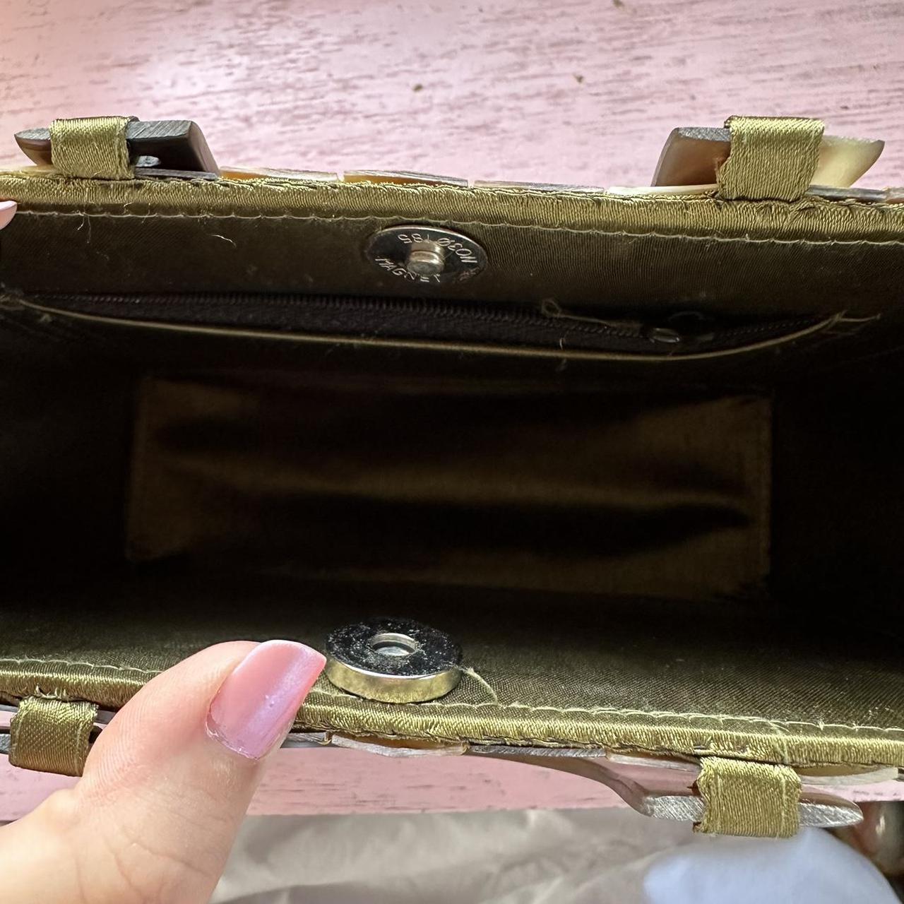 Tiny mother of pearl basket weave mini handbag. Can... - Depop