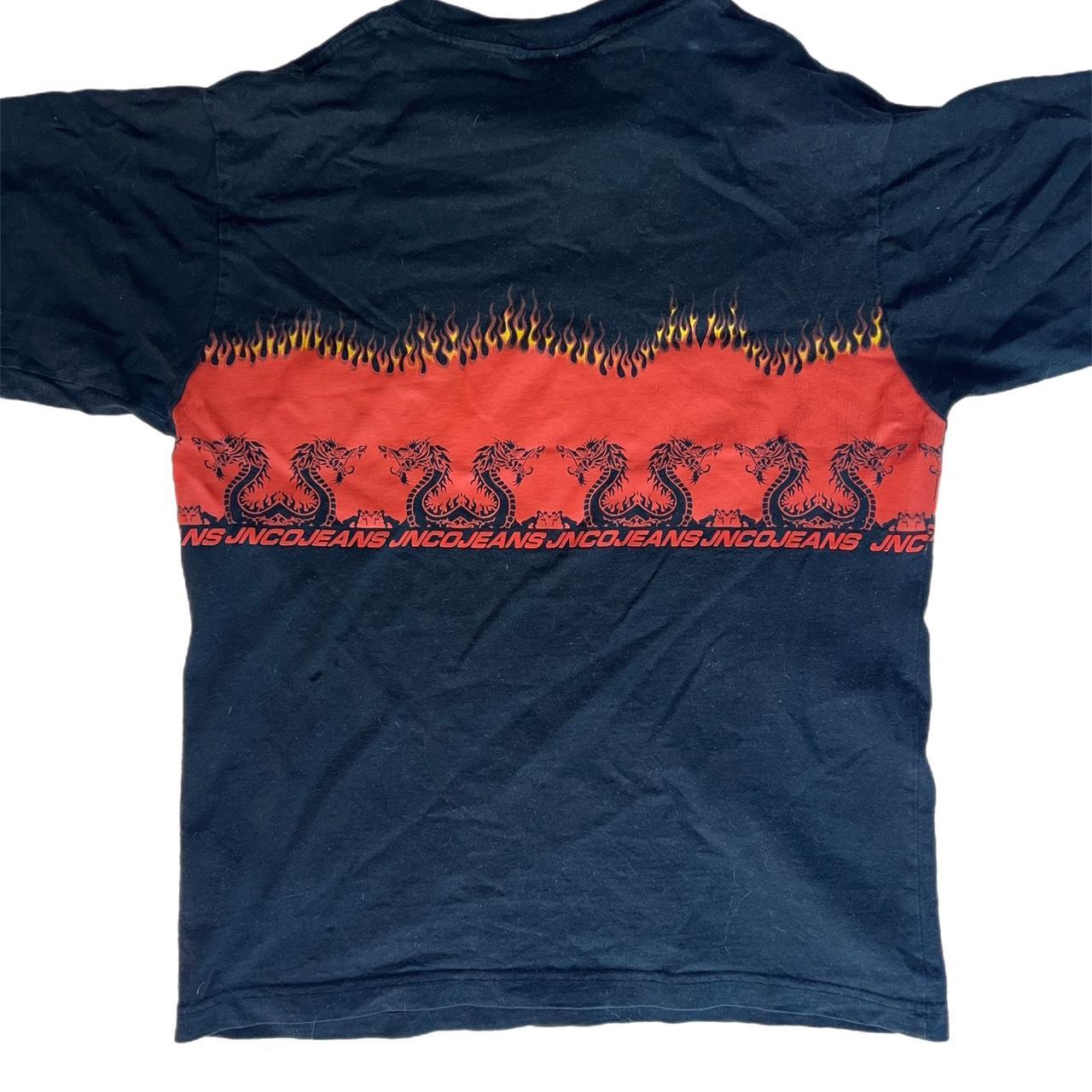 rare jnco jeans tshirt with dragon design on the... - Depop