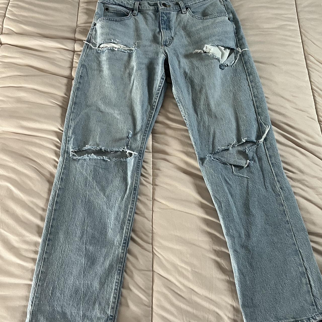 Wrangler jeans. Ripped by me, super cute. Worn but... - Depop
