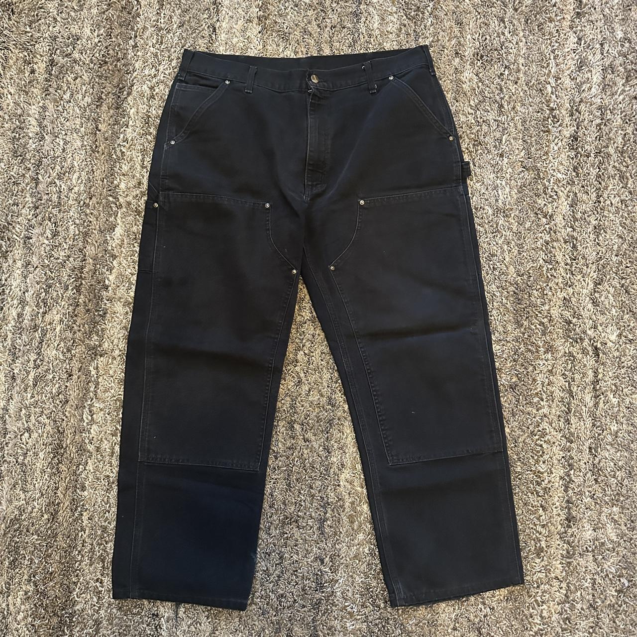 Carhartt Double Knee Jeans Black 38x30 - Depop
