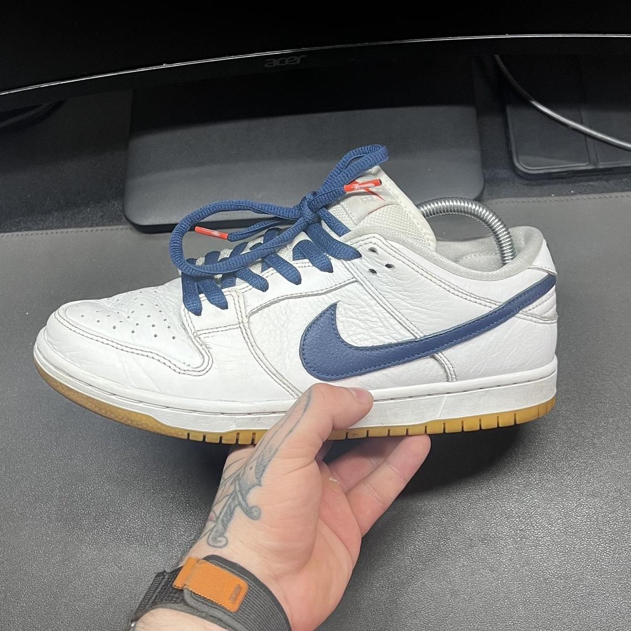 Nike sb dunk orange label white navy Ordered from... - Depop