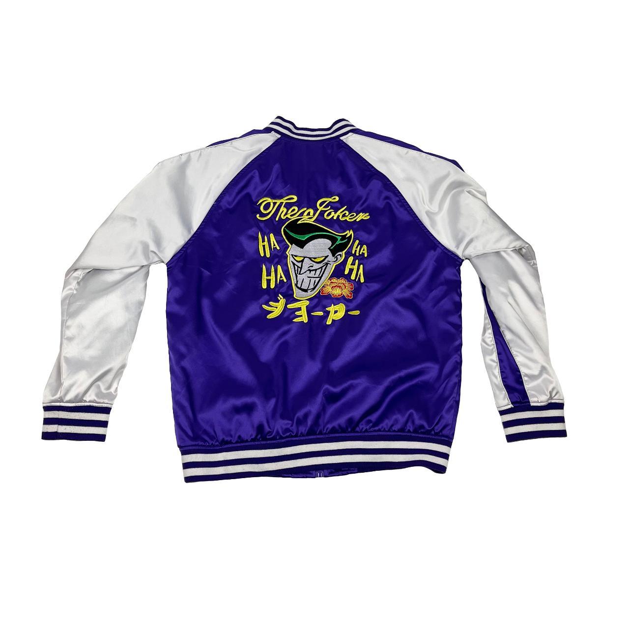 Batman DC Comics Joker Satin Purple Varsity Jacket... - Depop