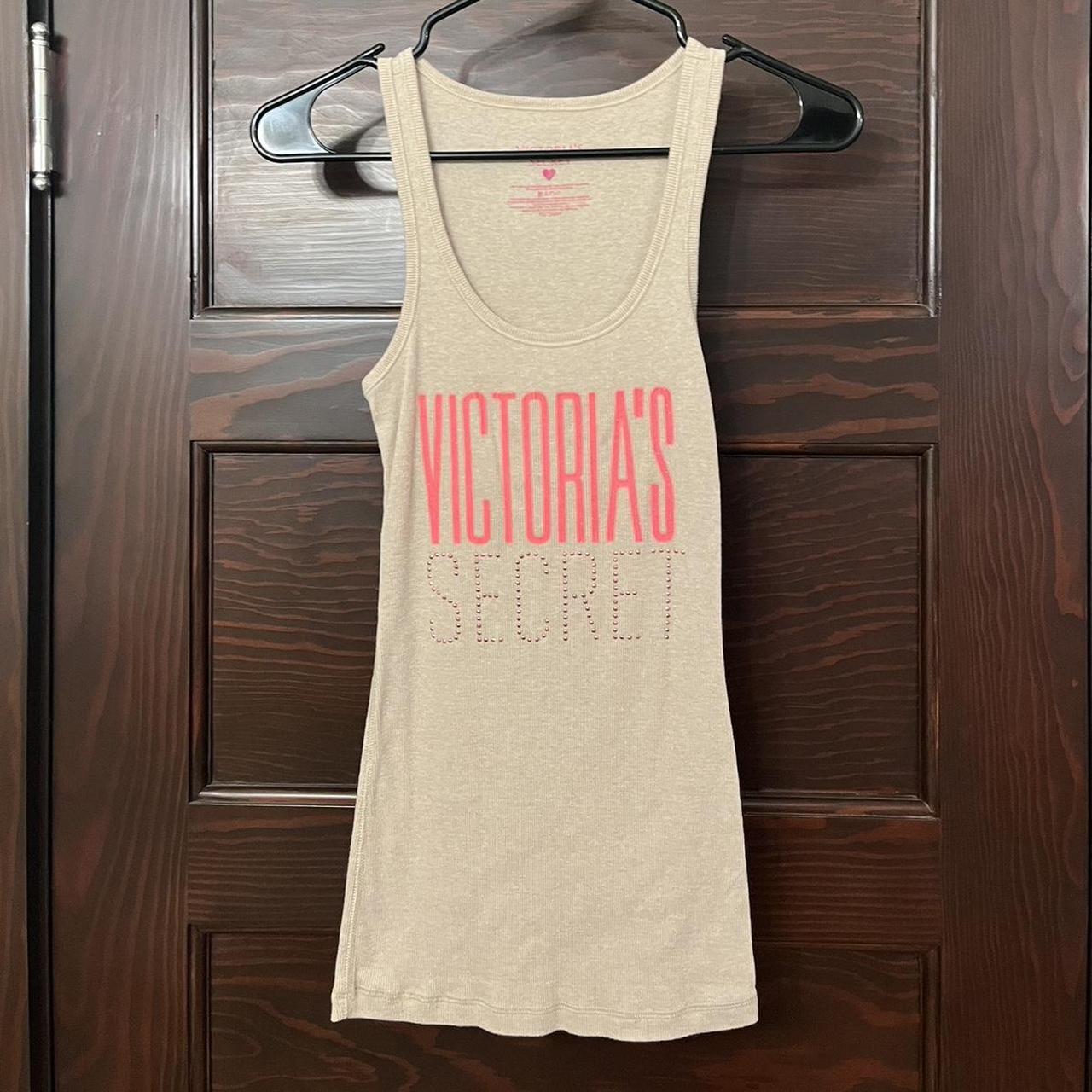 victoria's secret tank! tan colored tank with hot... - Depop