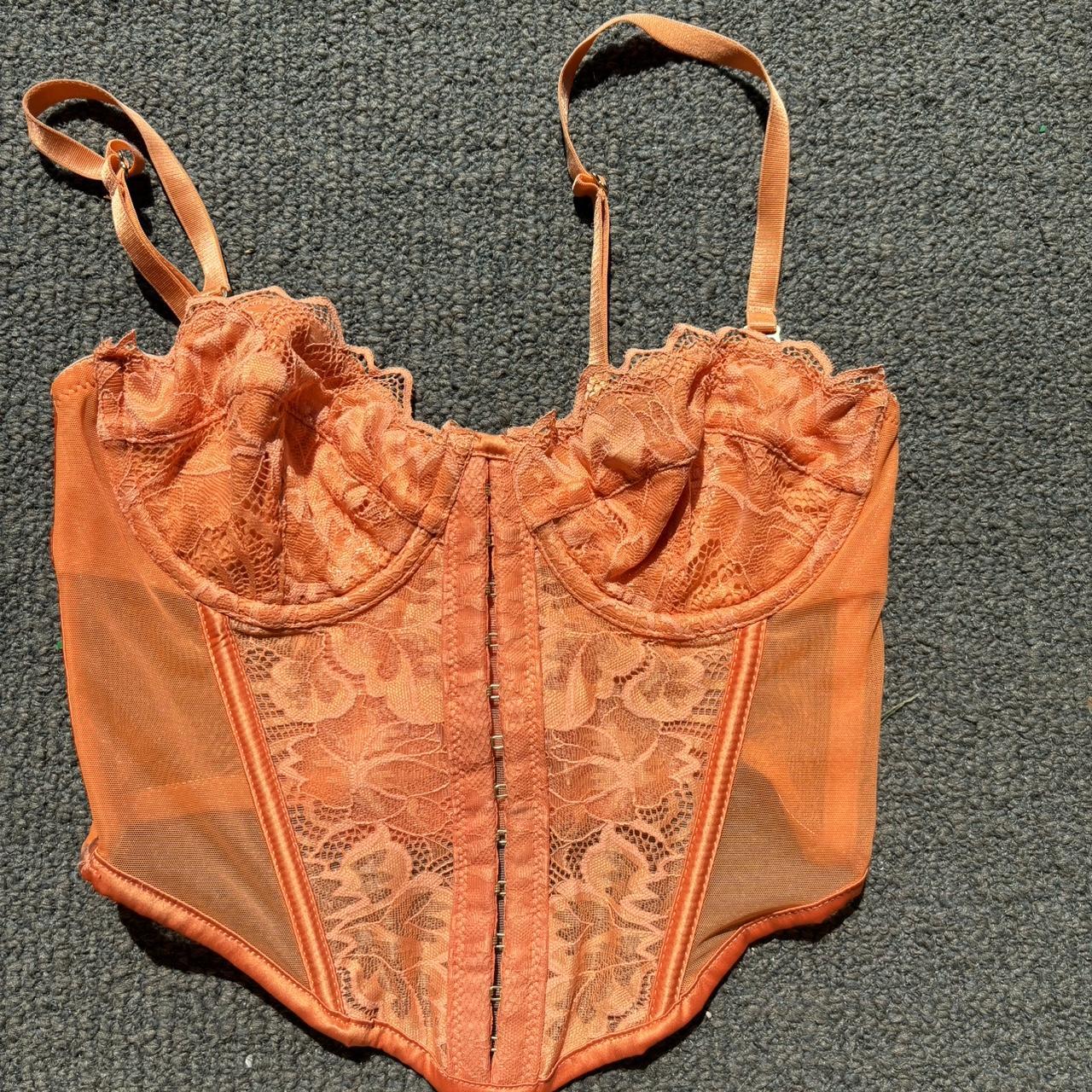 Primark orange lace corset top Size... - Depop