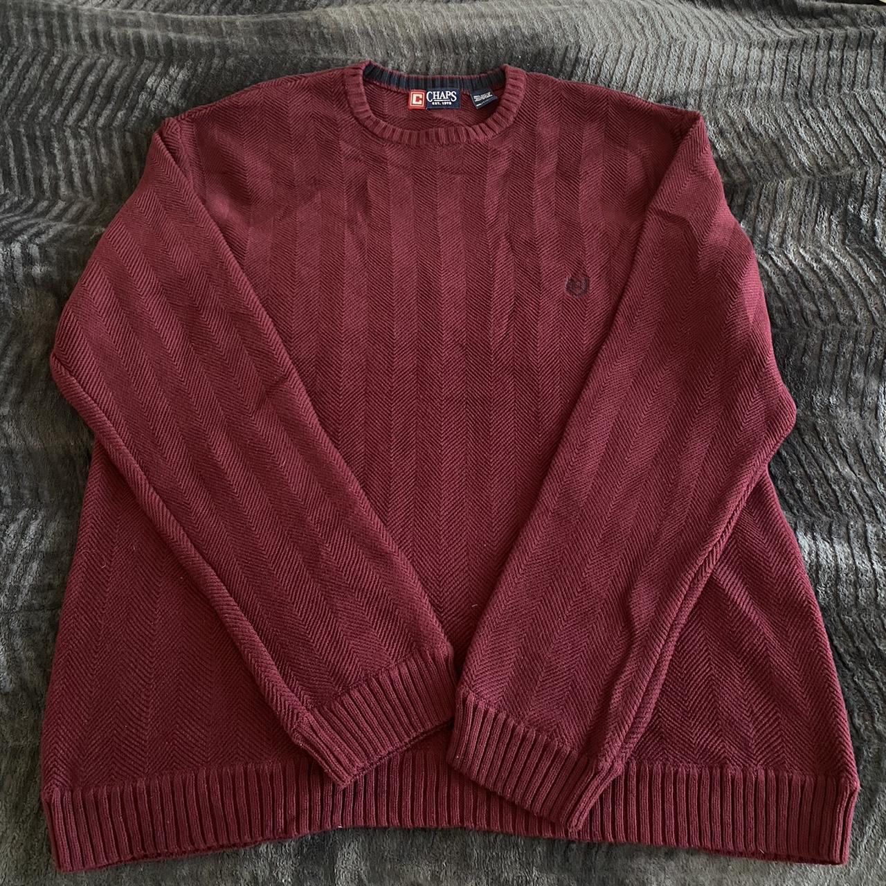 CHAPS burgundy sweater High quality knit, 100%... - Depop