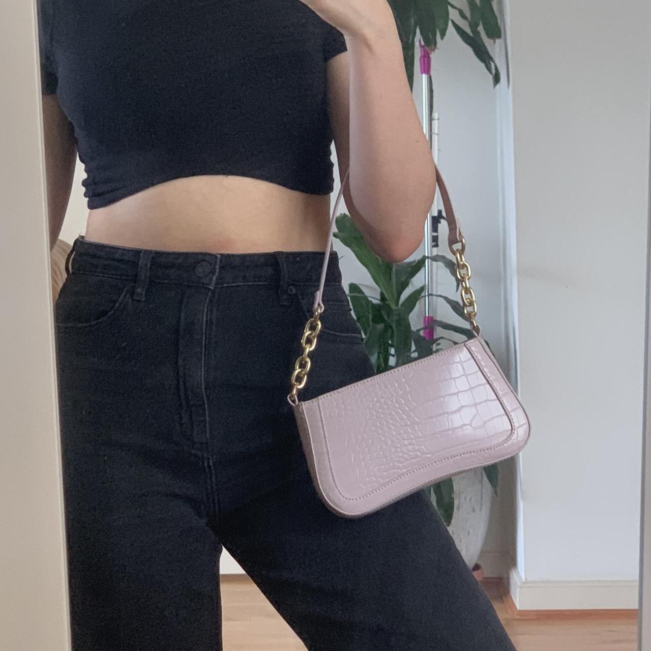 purple croc-embossed shoulder bag!! - faux leather,... - Depop